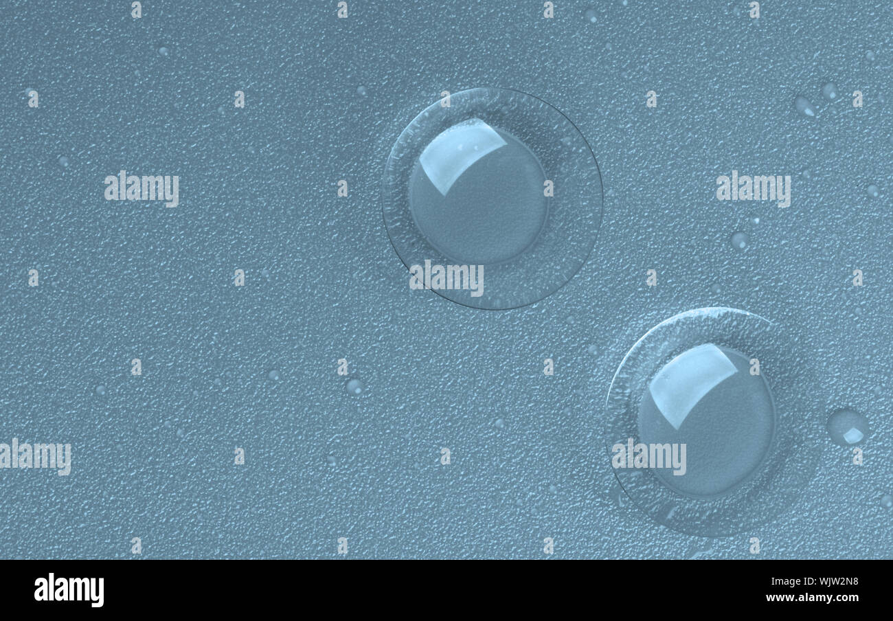 Two Contact Lenses with Water Droplets isolated on Wet background. Top ...