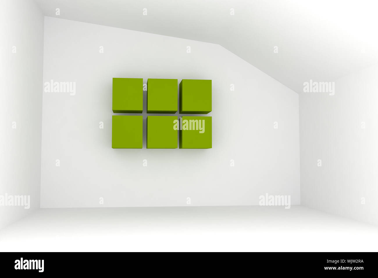 Empty room with blank green box for interior background Stock Photo - Alamy