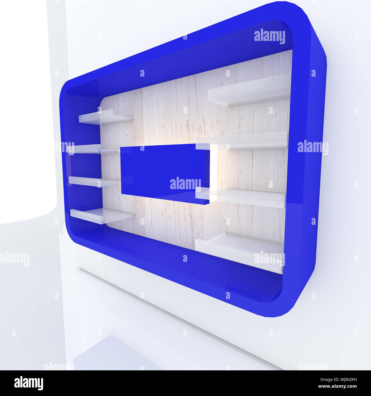 Color shelf design with white wall Stock Photo - Alamy