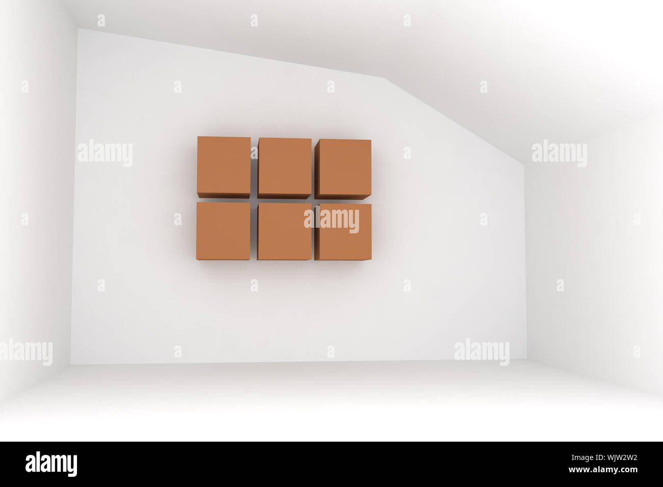 Empty room with blank brown box for interior background Stock Photo - Alamy