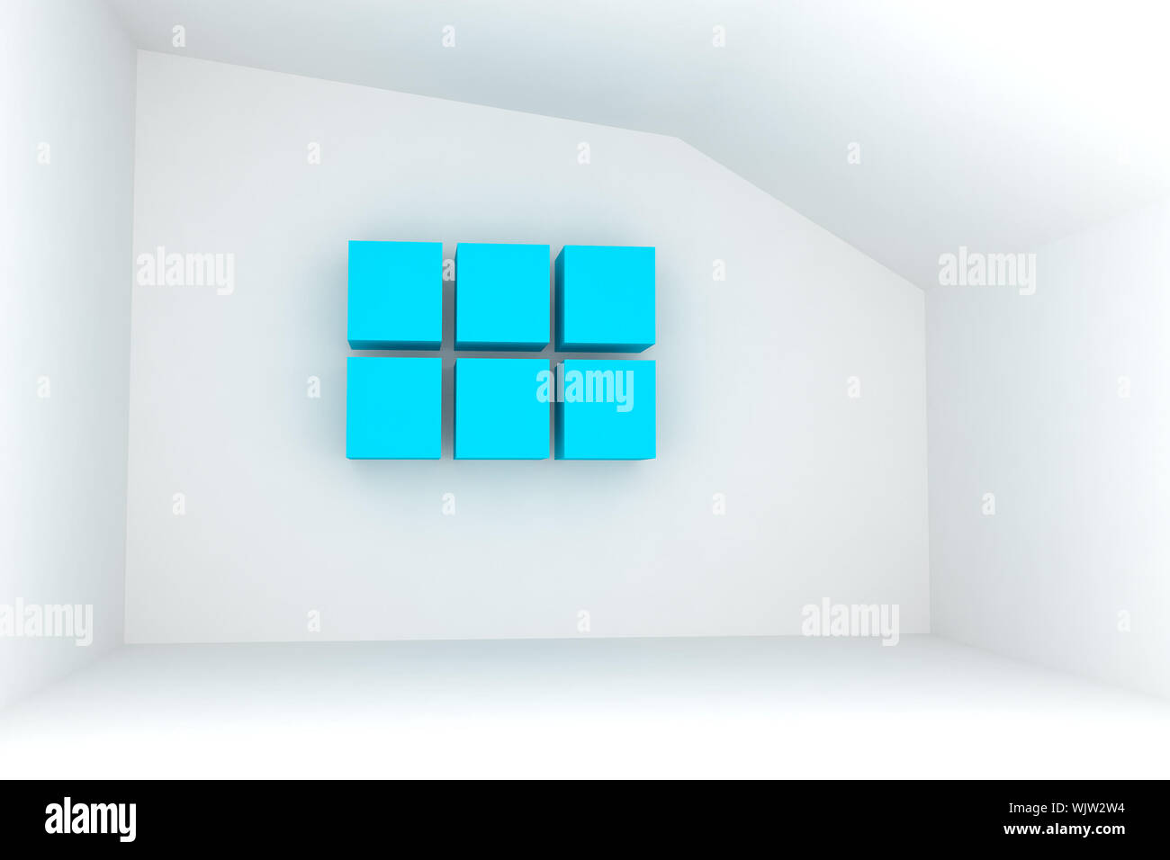 Empty room with blank blue box for interior background Stock Photo - Alamy