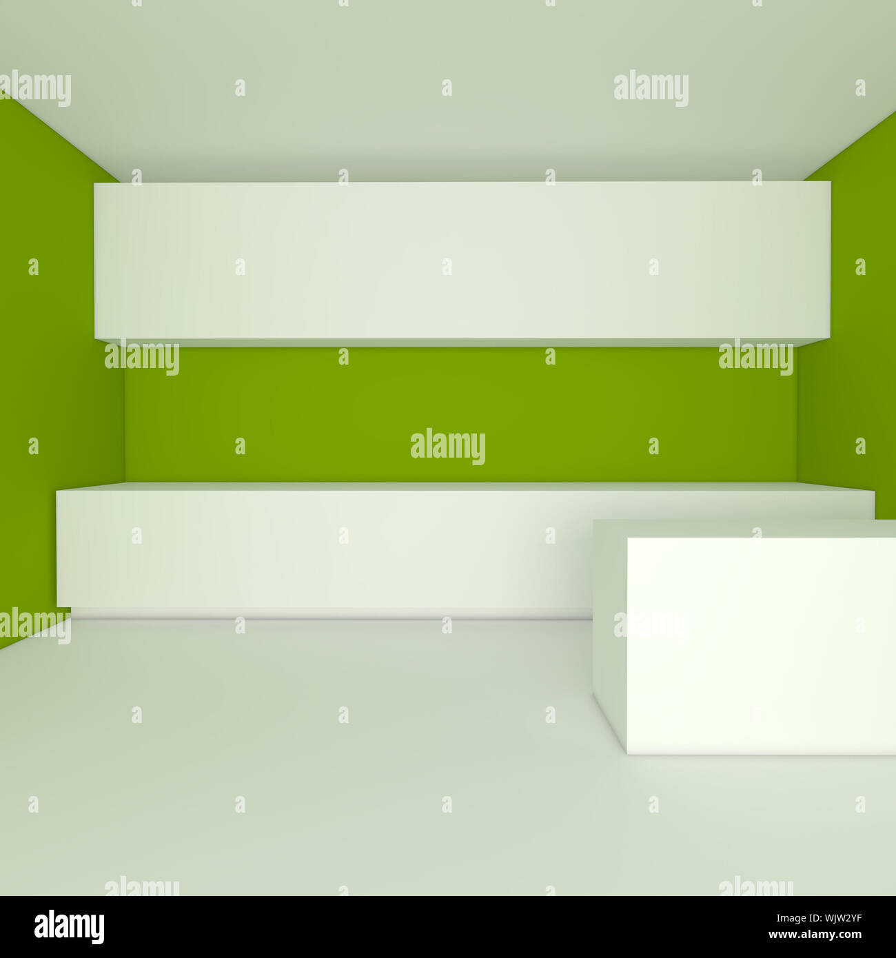 empty interior design for kitchen room with green wall Stock Photo - Alamy