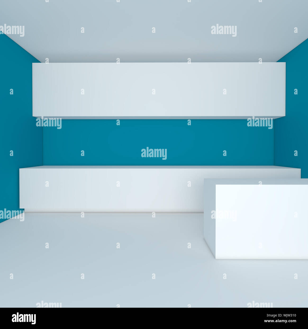 empty interior design for kitchen room with blue wall Stock Photo - Alamy