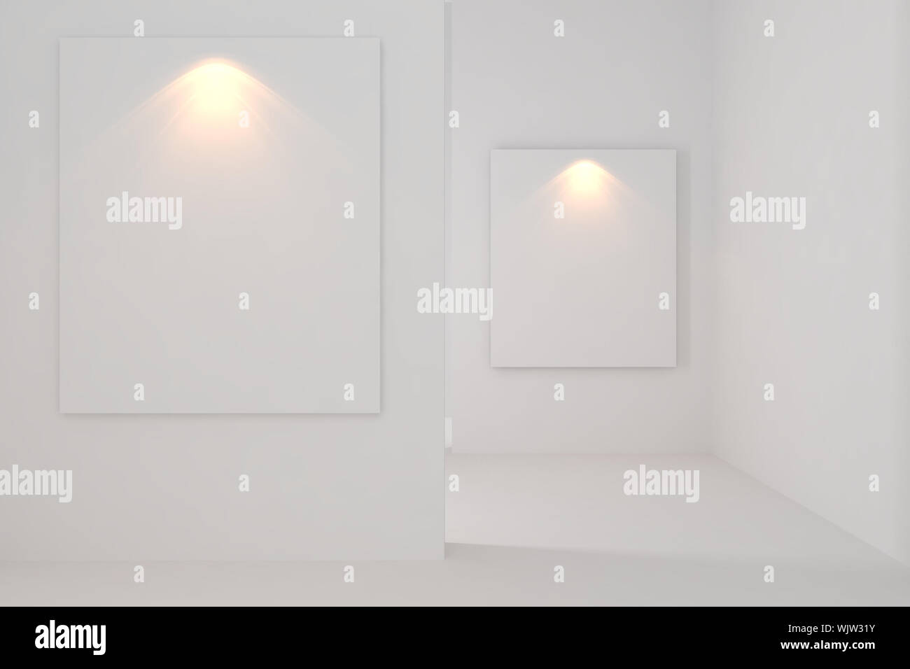 Gallery Interior Empty Room With white wall Stock Photo - Alamy