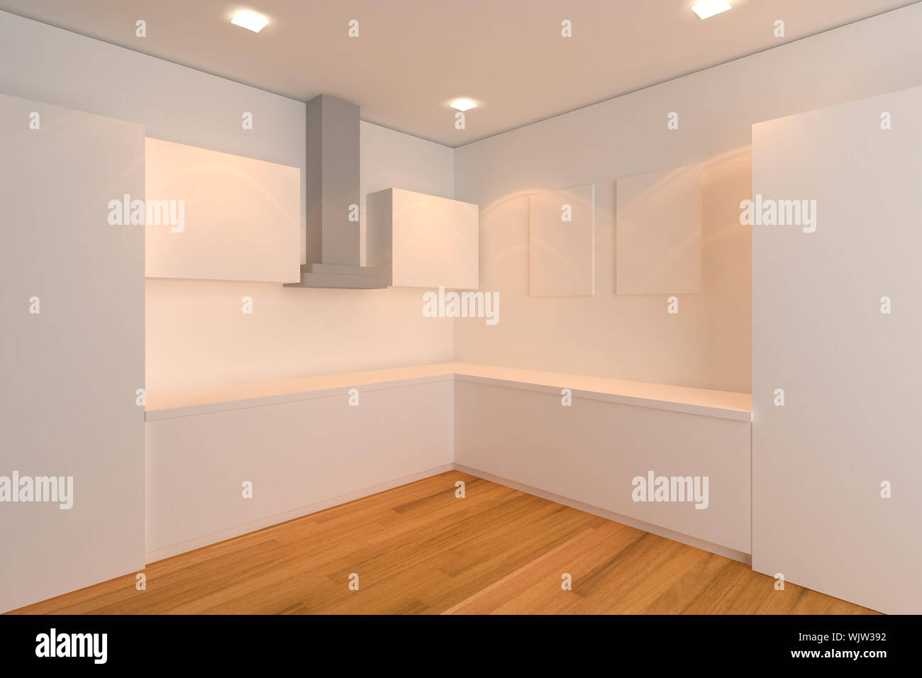 empty interior design for kitchen room with white wall Stock Photo - Alamy