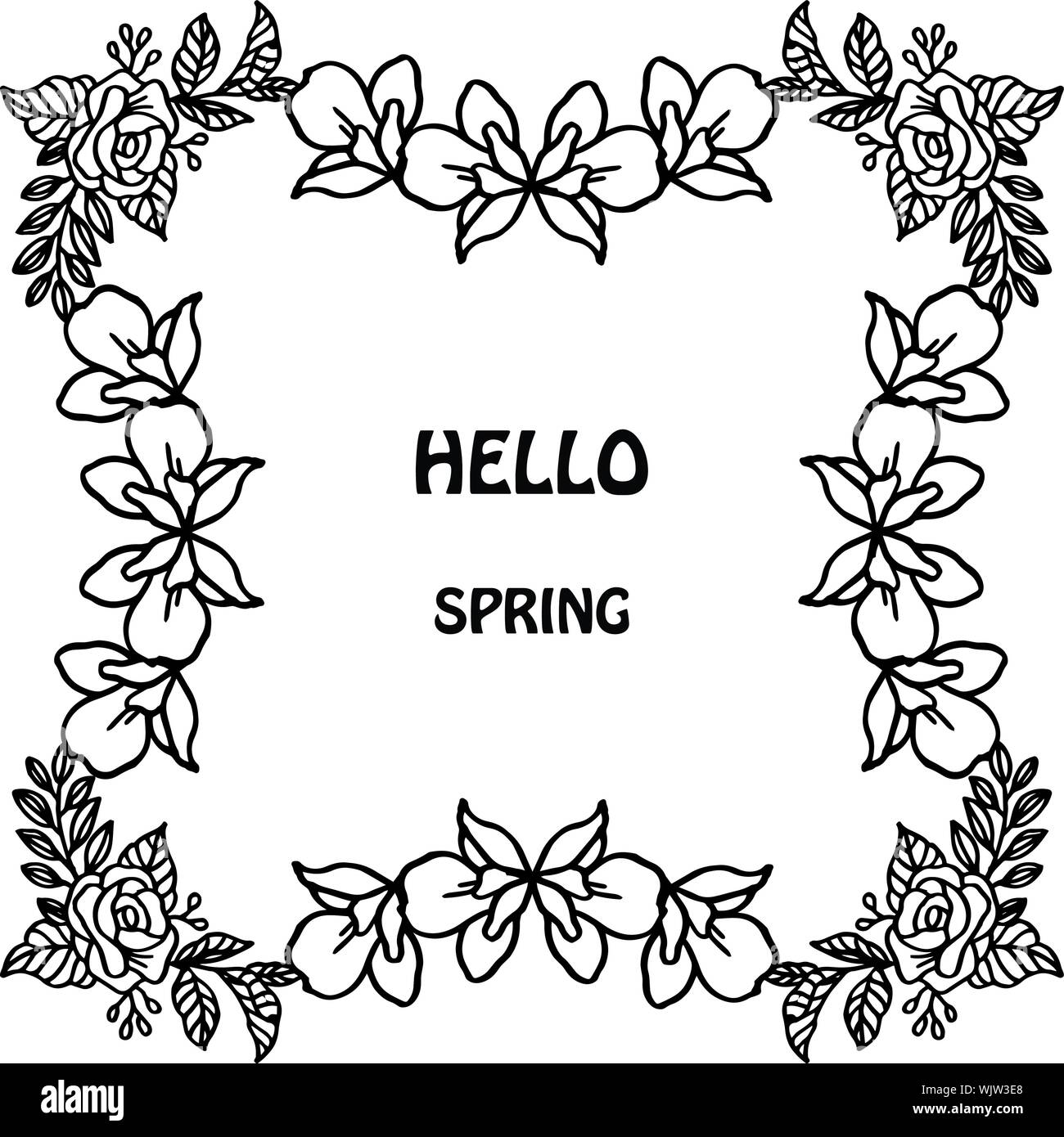 Beauty of wreath frame, for handwritten greeting card hello spring ...