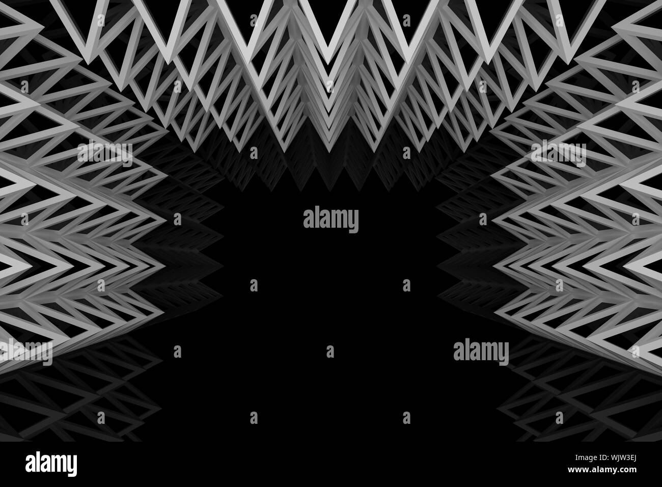 Abstract silver triangle truss wall with empty room Stock Photo - Alamy