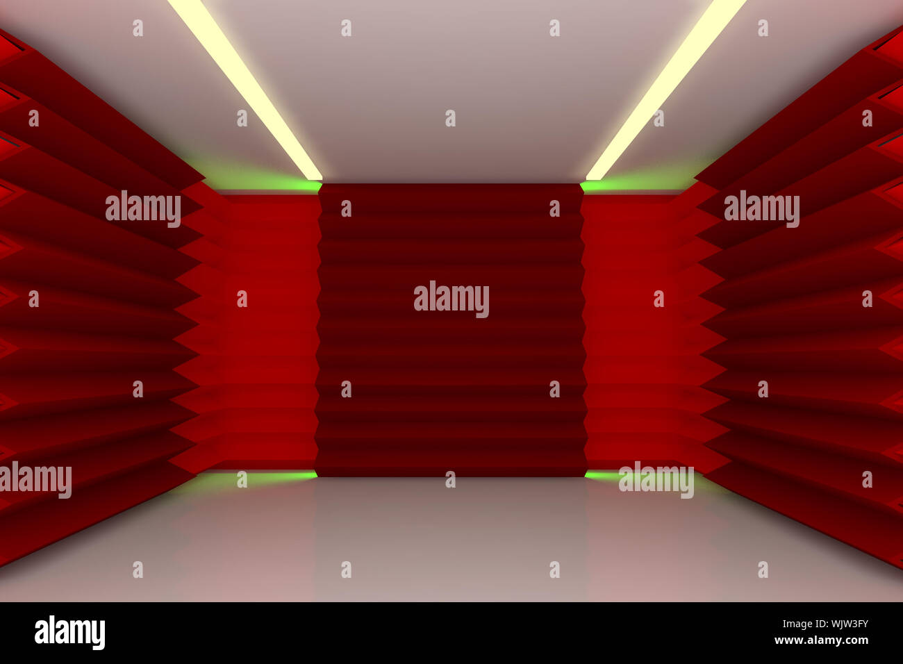 Abstract red serrated wall with empty room Stock Photo - Alamy