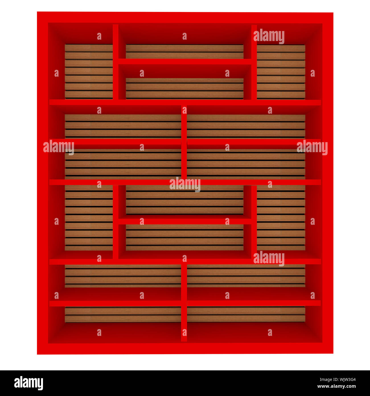 Empty shelves design on white background Stock Photo - Alamy