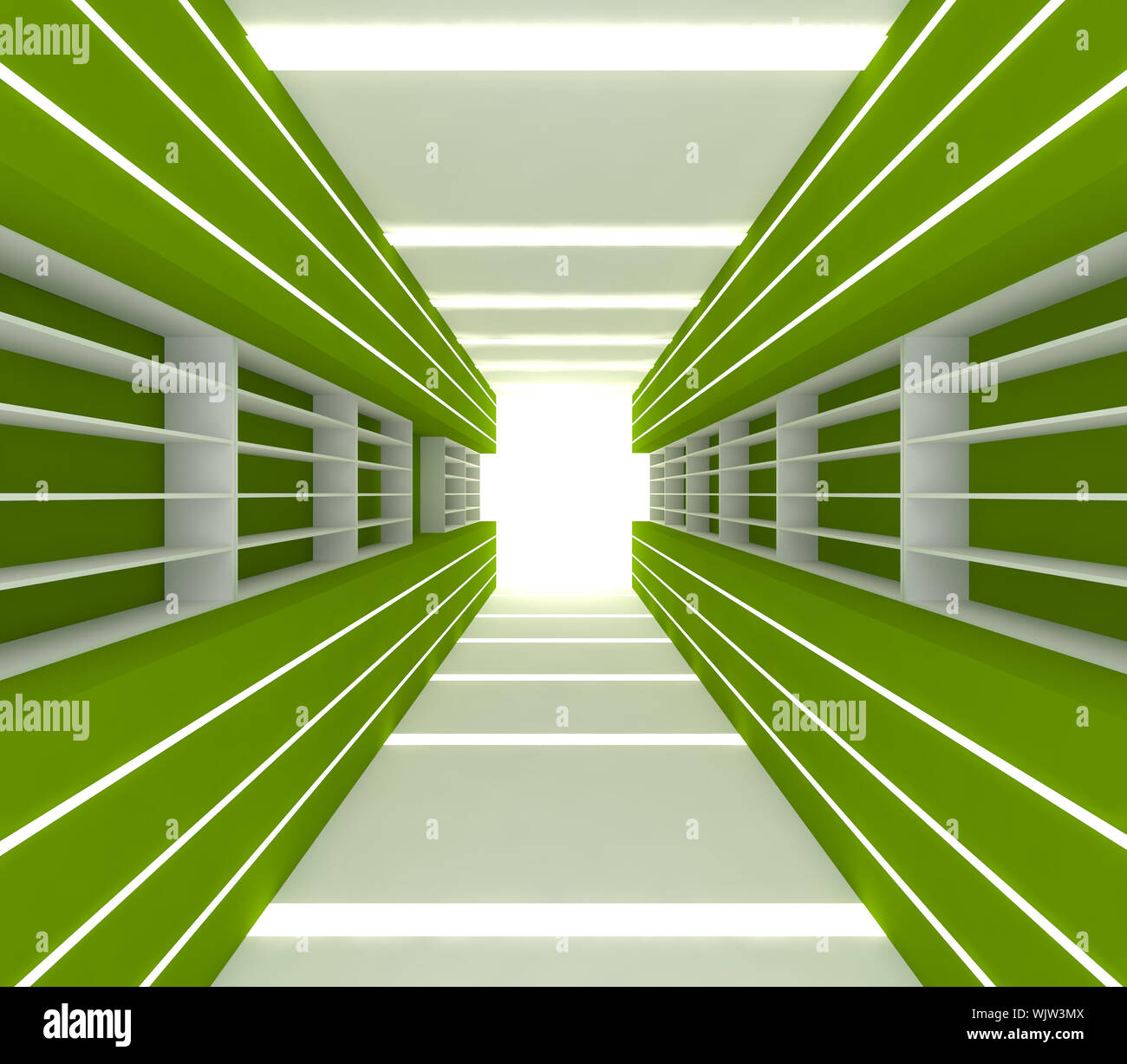 Green Empty Room With Shelves Stock Photo - Alamy