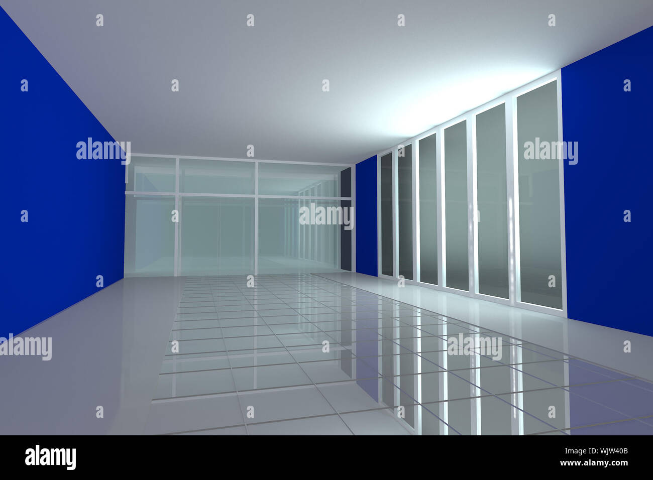 Empty room for interior seminar room color blue wall Stock Photo - Alamy