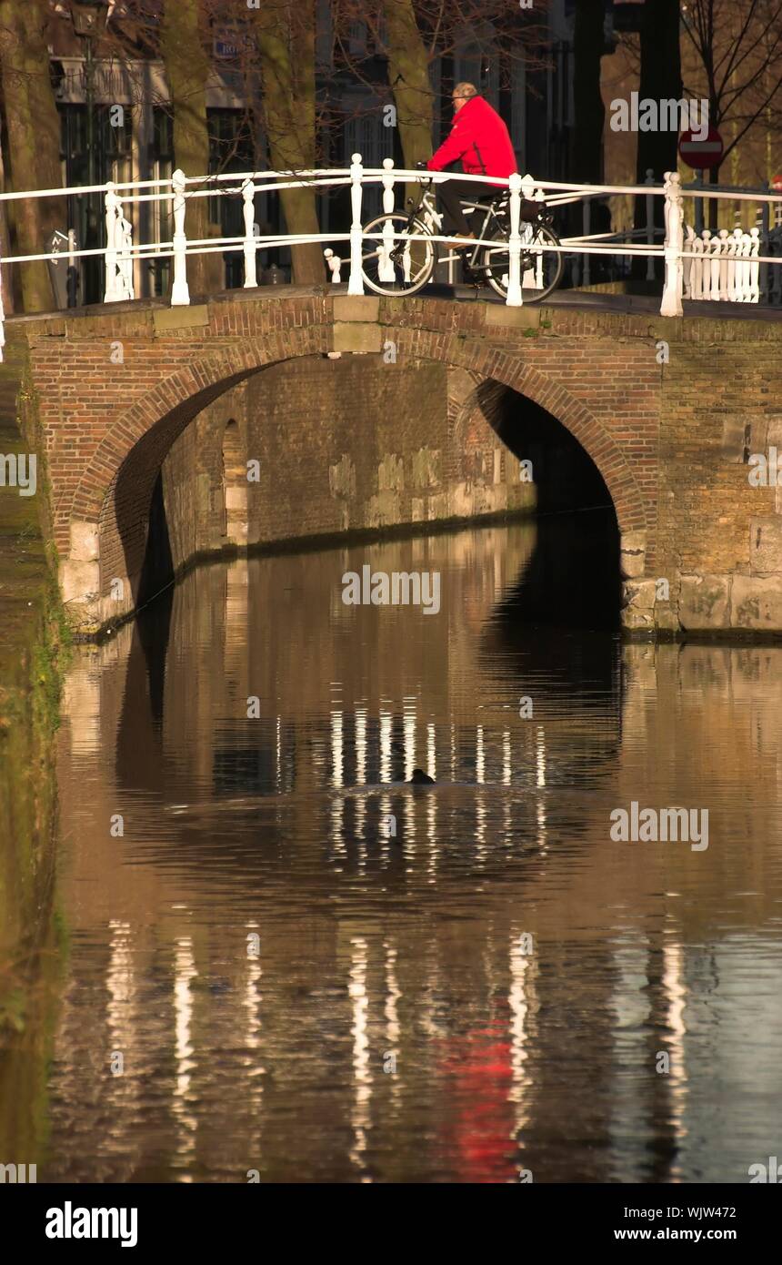 Pedestrian bridge in Delft Stock Photo - Alamy