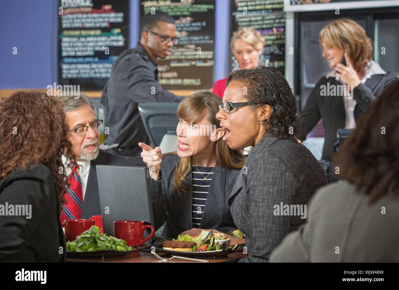 Woman arguing with man at lunch hi-res stock photography and images - Alamy