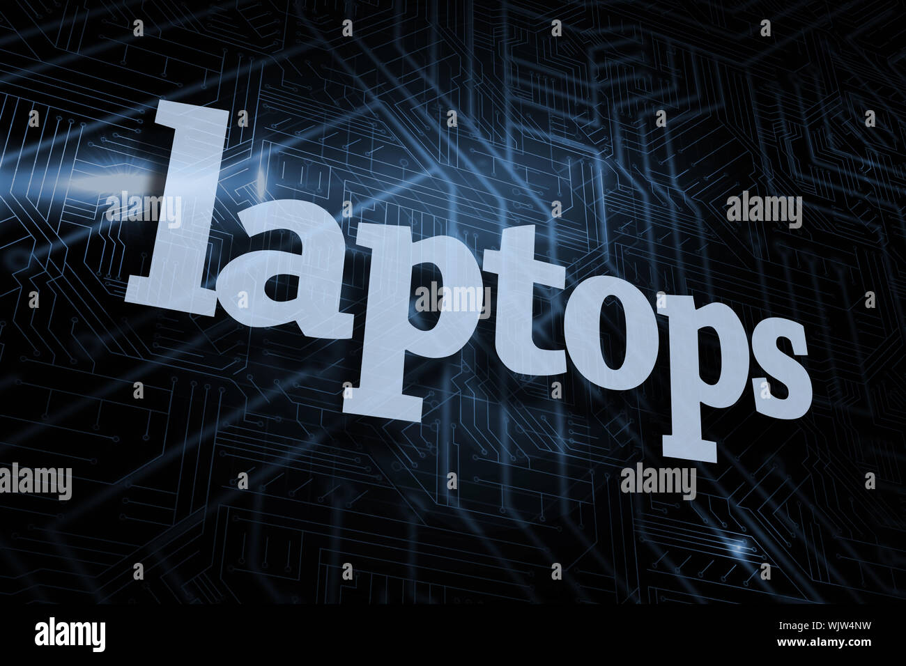 The word laptops against futuristic black and blue background Stock ...