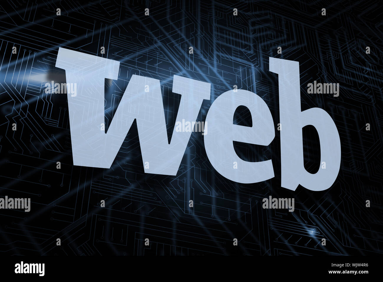 The word web against futuristic black and blue background Stock Photo ...