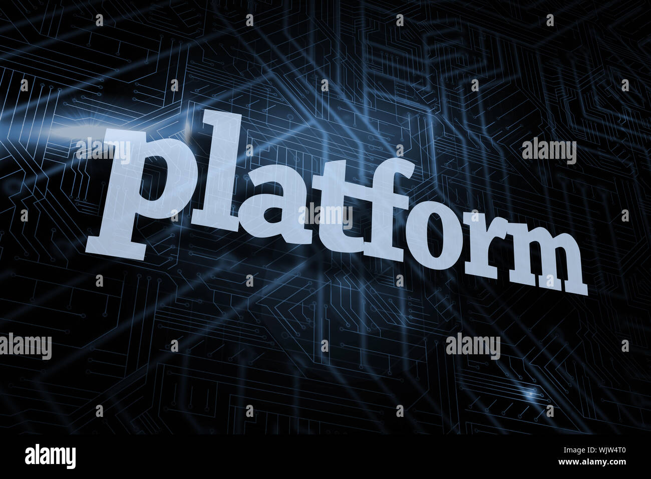 The word platform against futuristic black and blue background Stock ...