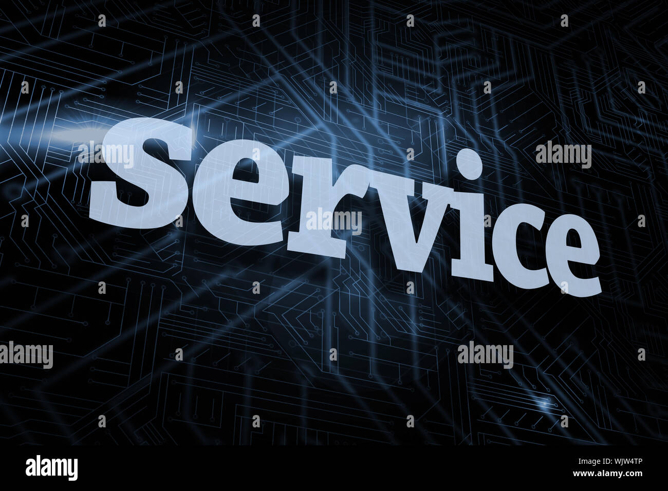 The word service against futuristic black and blue background Stock ...