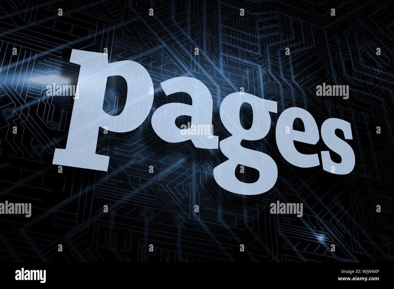 The word pages against futuristic black and blue background Stock Photo ...