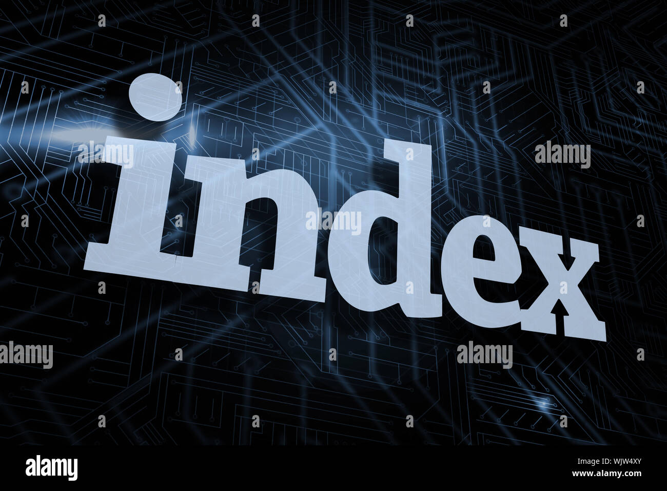 The word index against futuristic black and blue background Stock Photo ...