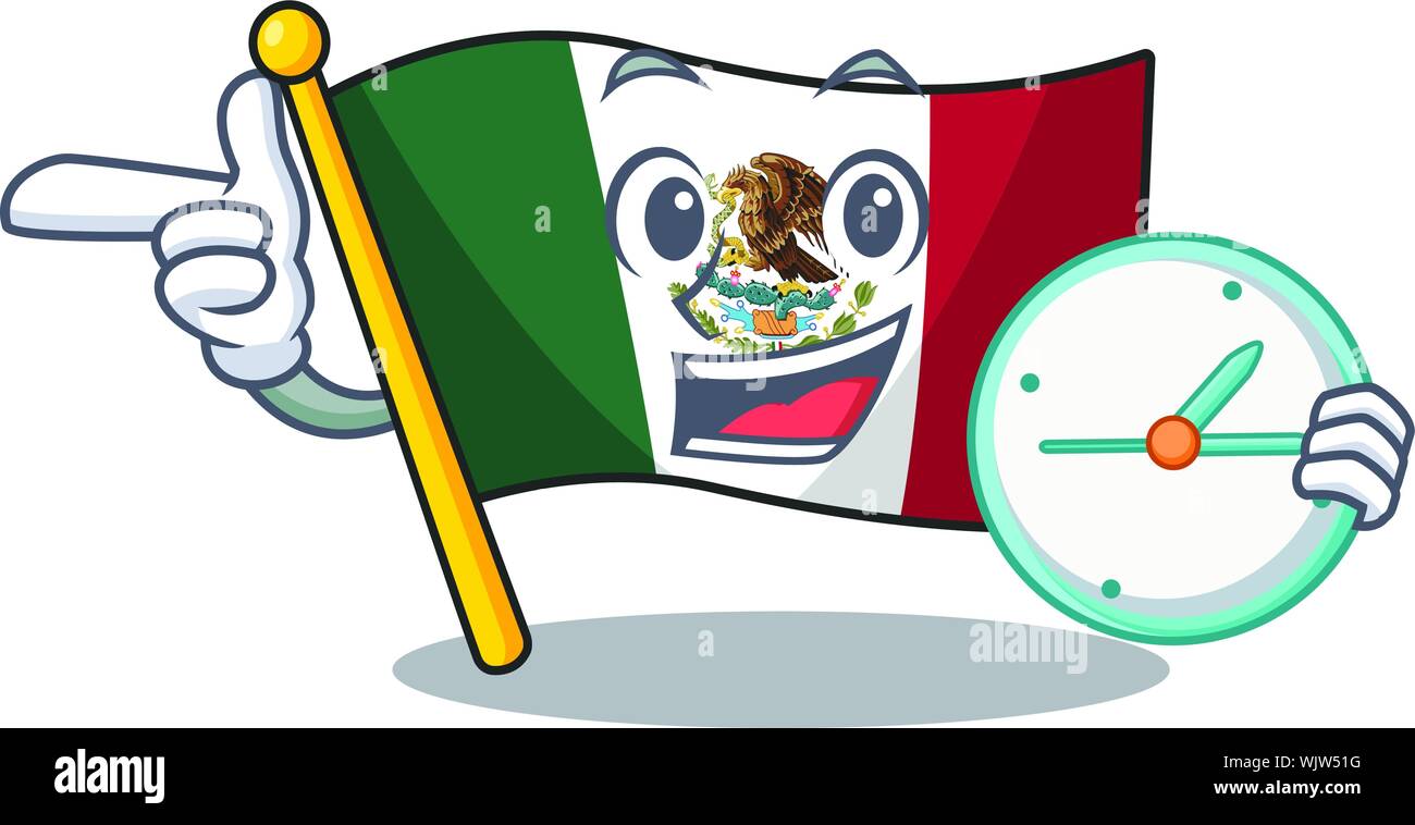With clock flag mexico character in mascot shaped Stock Vector Image ...