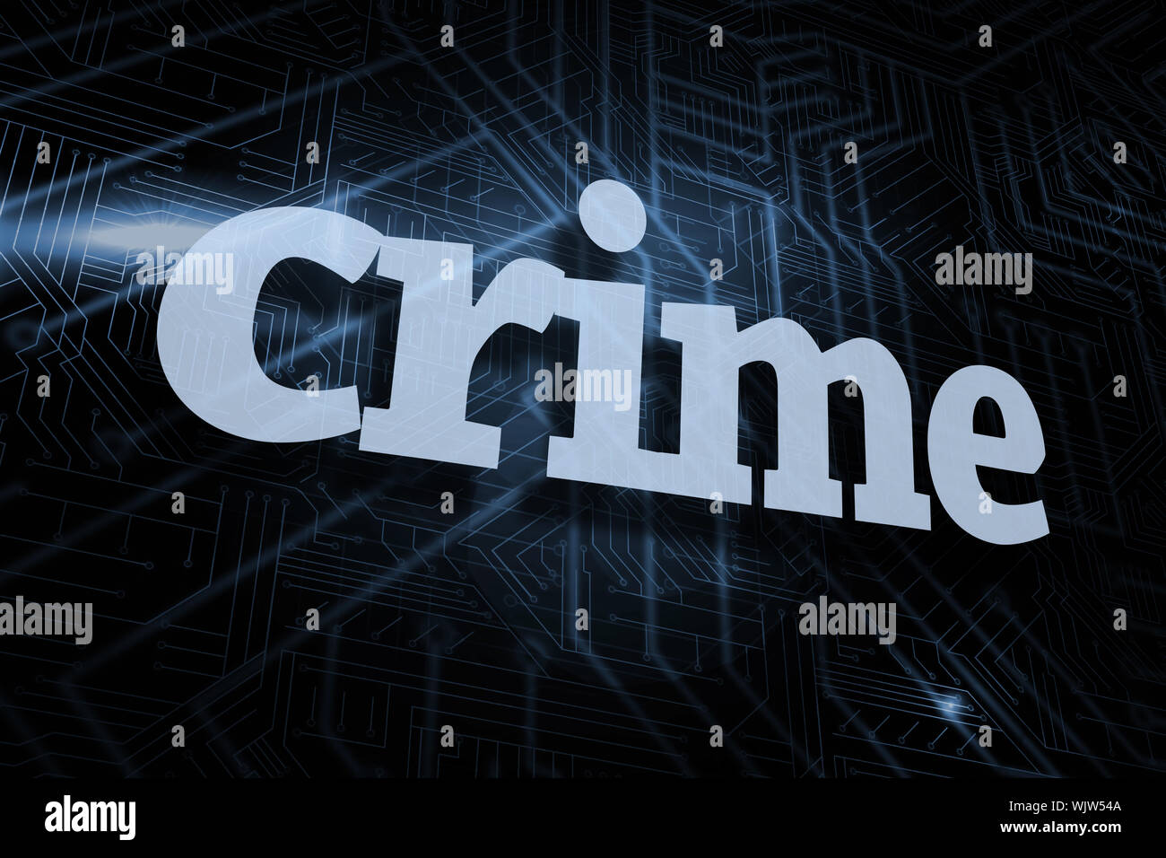 The word crime against futuristic black and blue background Stock Photo ...