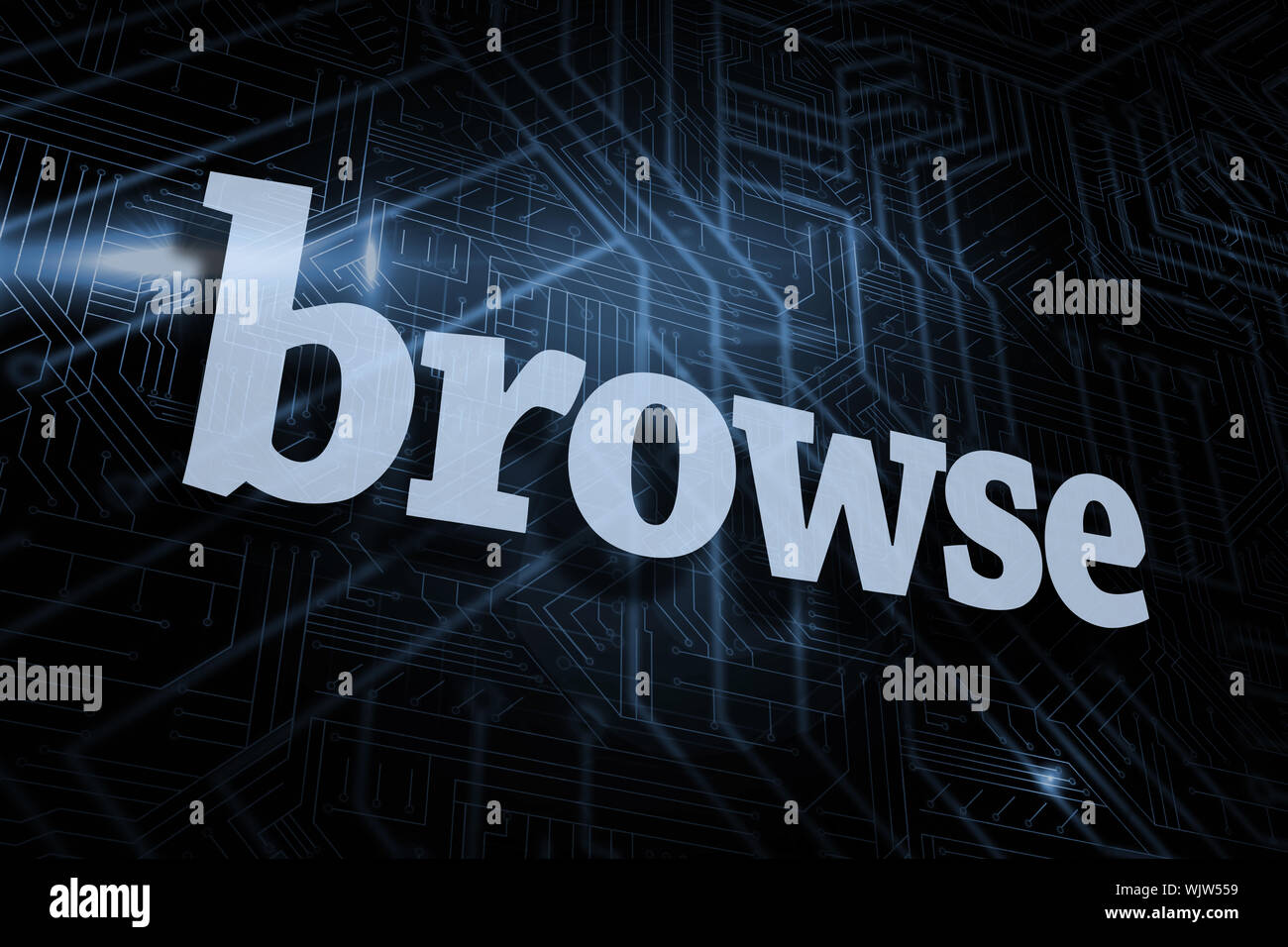 The word browse against futuristic black and blue background Stock ...