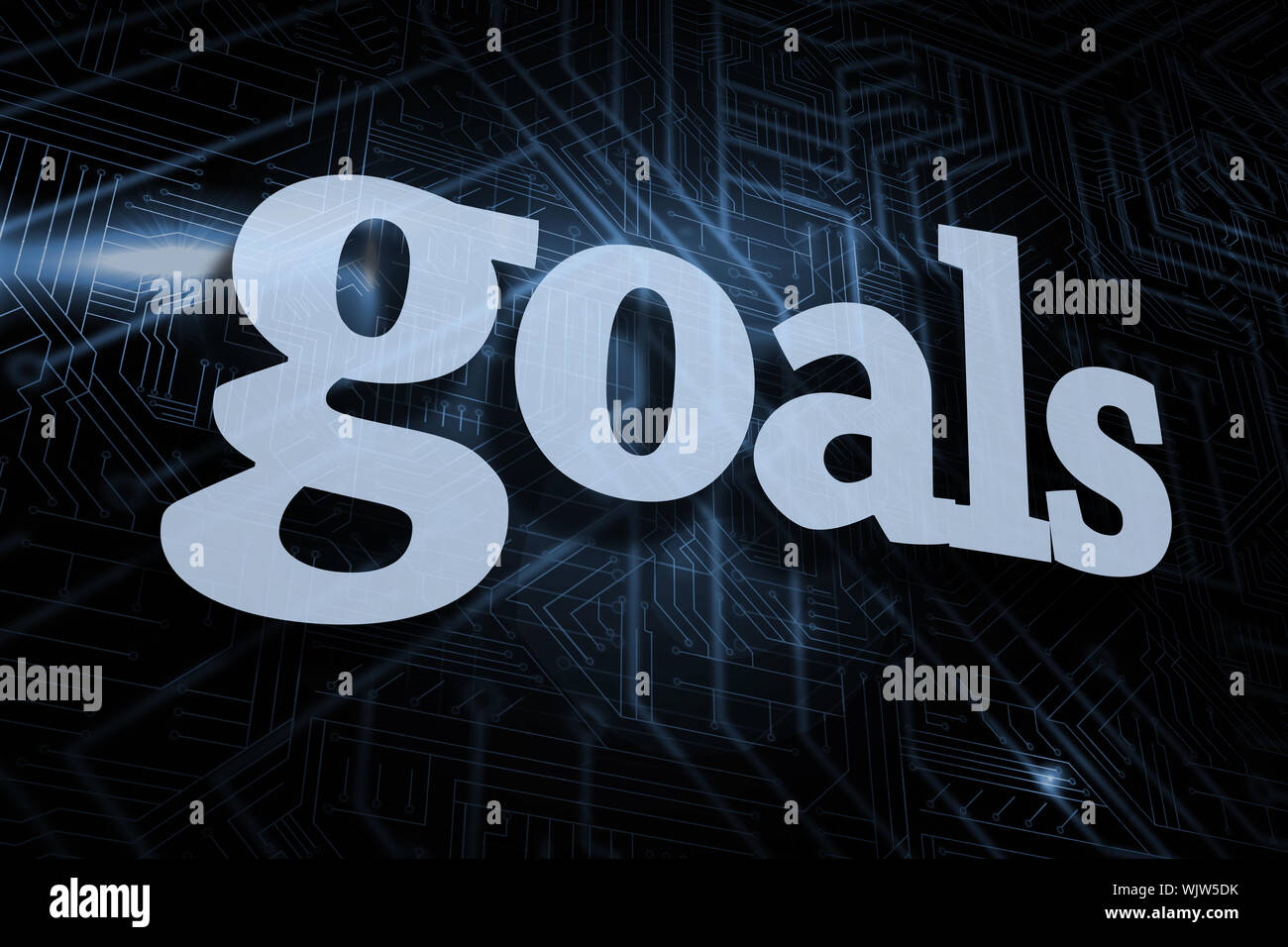 The word goals against futuristic black and blue background Stock Photo ...