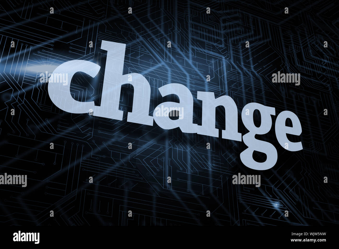 The word change against futuristic black and blue background Stock ...