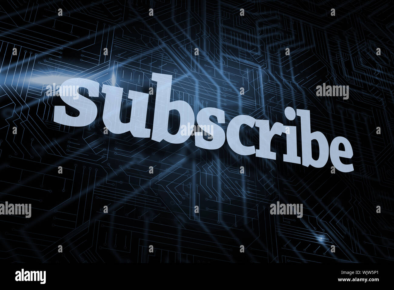 The word subscribe against futuristic black and blue background Stock ...