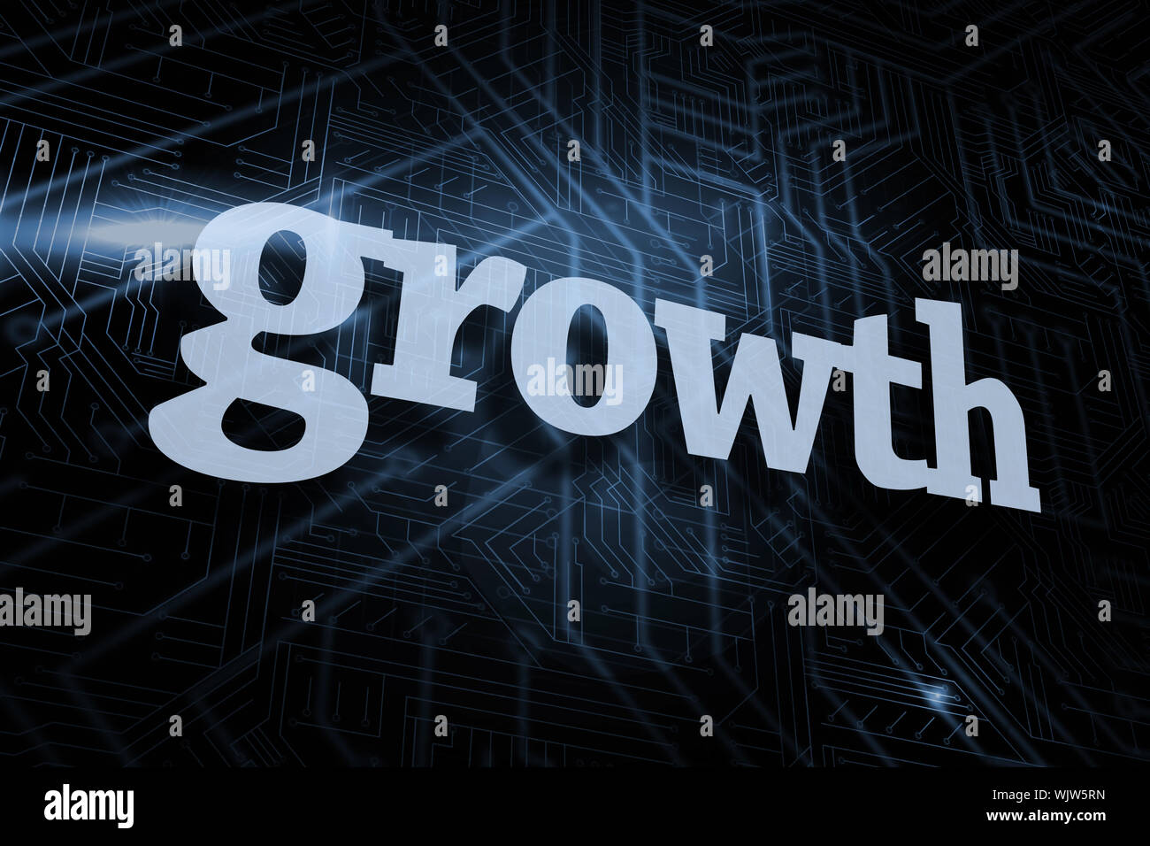 The word growth against futuristic black and blue background Stock ...