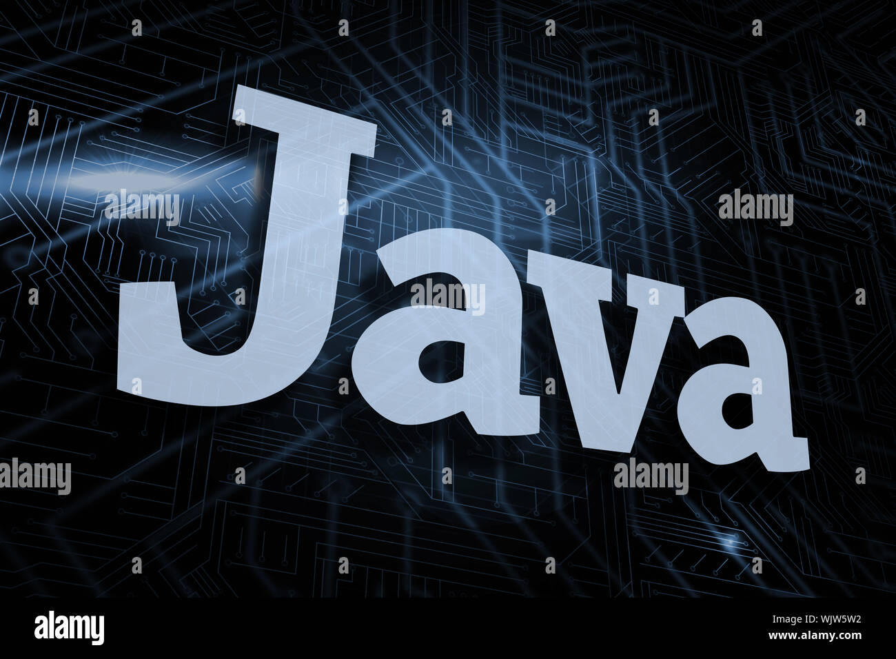 The word java against futuristic black and blue background Stock Photo ...
