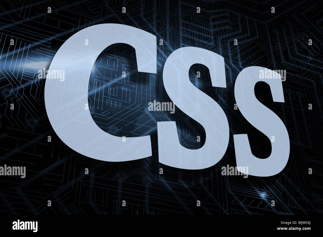 The word css against futuristic black and blue background Stock Photo ...