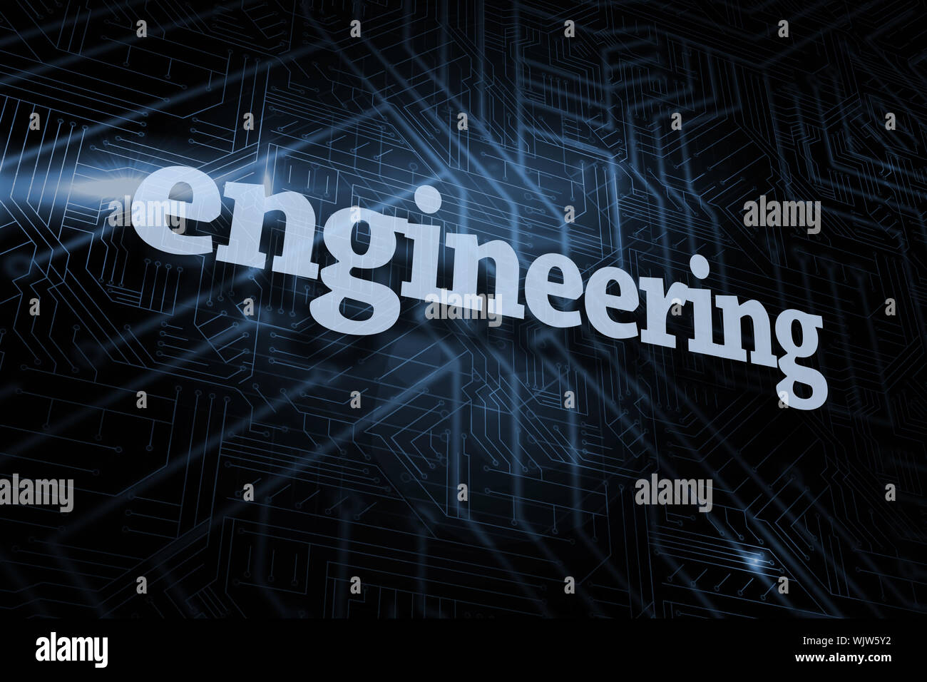 The word engineering against futuristic black and blue background Stock ...