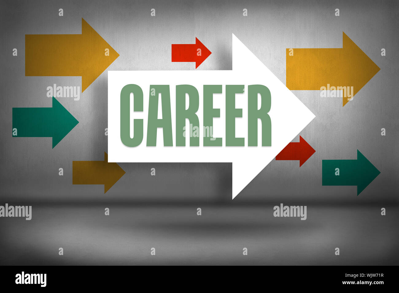 The word career against arrows pointing Stock Photo - Alamy