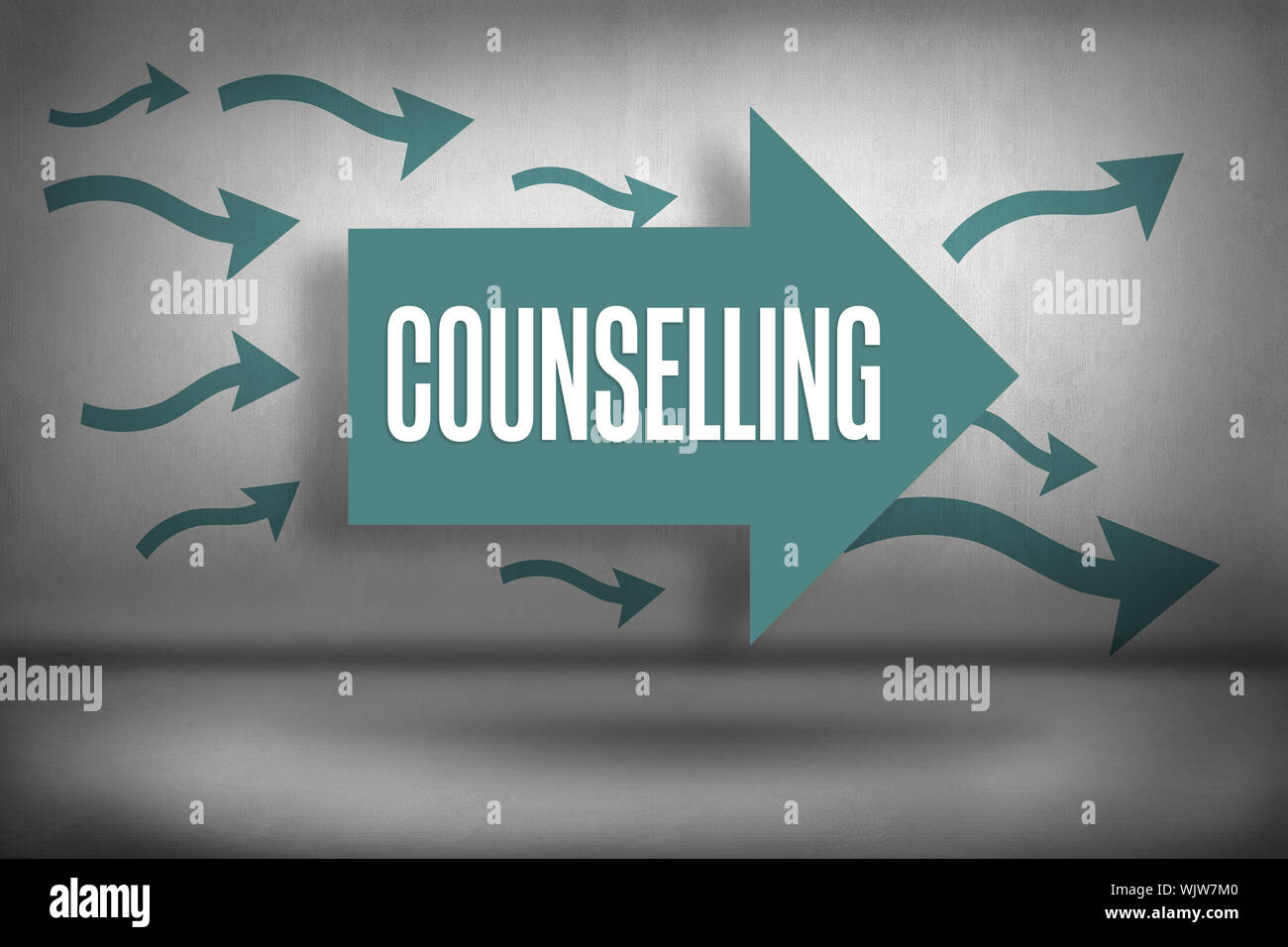 The word counselling against arrows pointing Stock Photo - Alamy