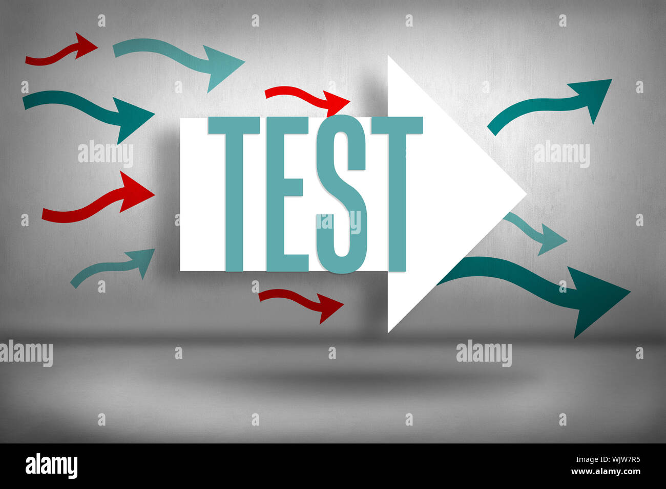 The word test against arrows pointing Stock Photo - Alamy