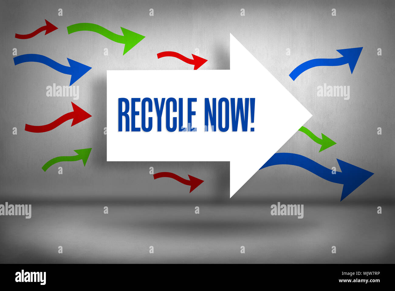 The word recycle now! against arrows pointing Stock Photo - Alamy