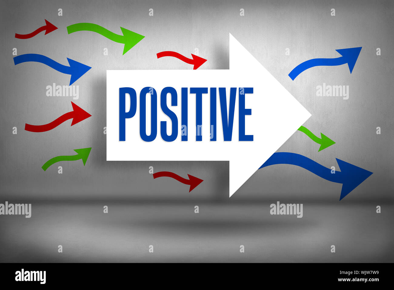 The word positive against arrows pointing Stock Photo - Alamy