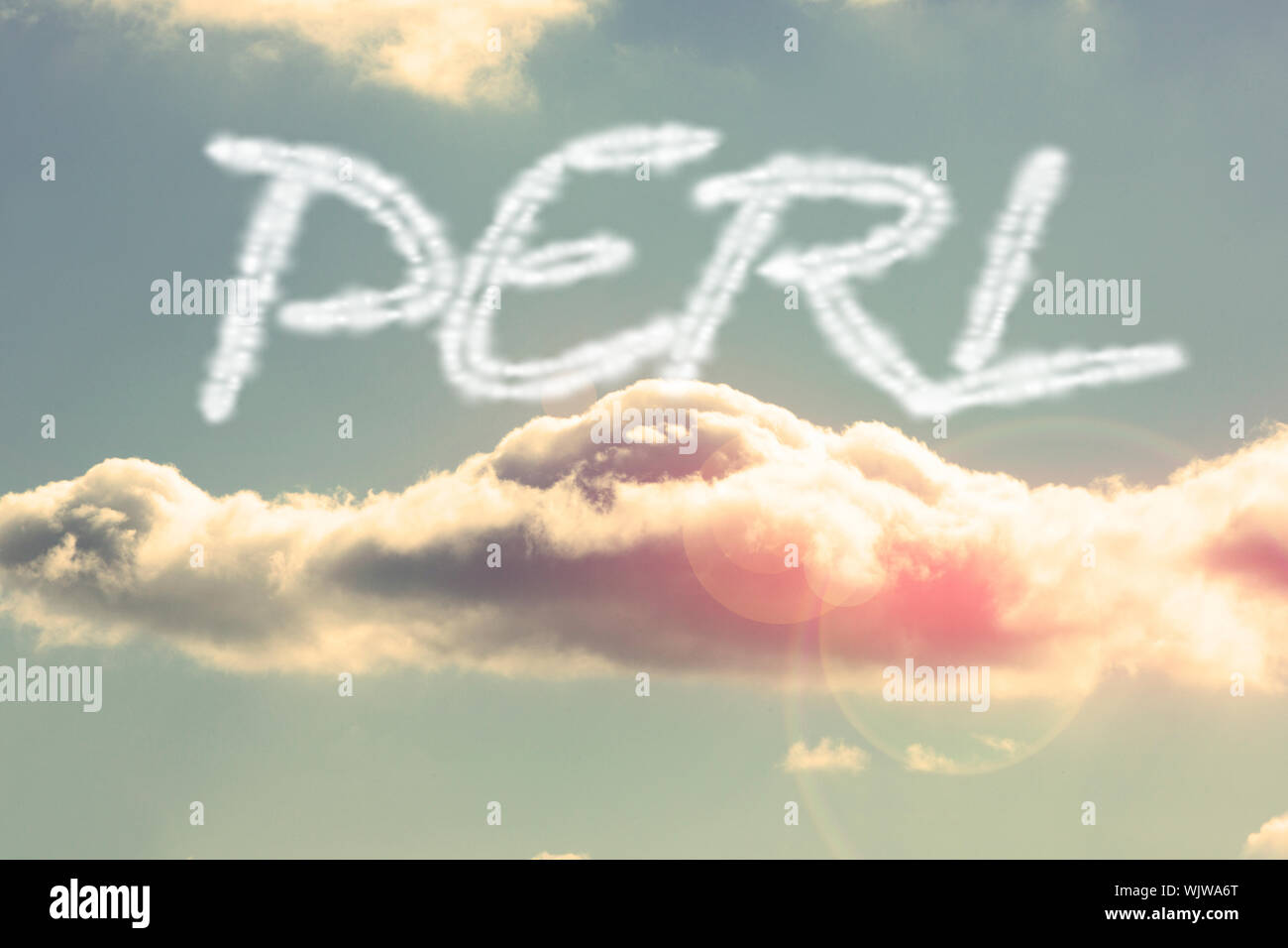 The word perl against bright blue sky with cloud Stock Photo - Alamy