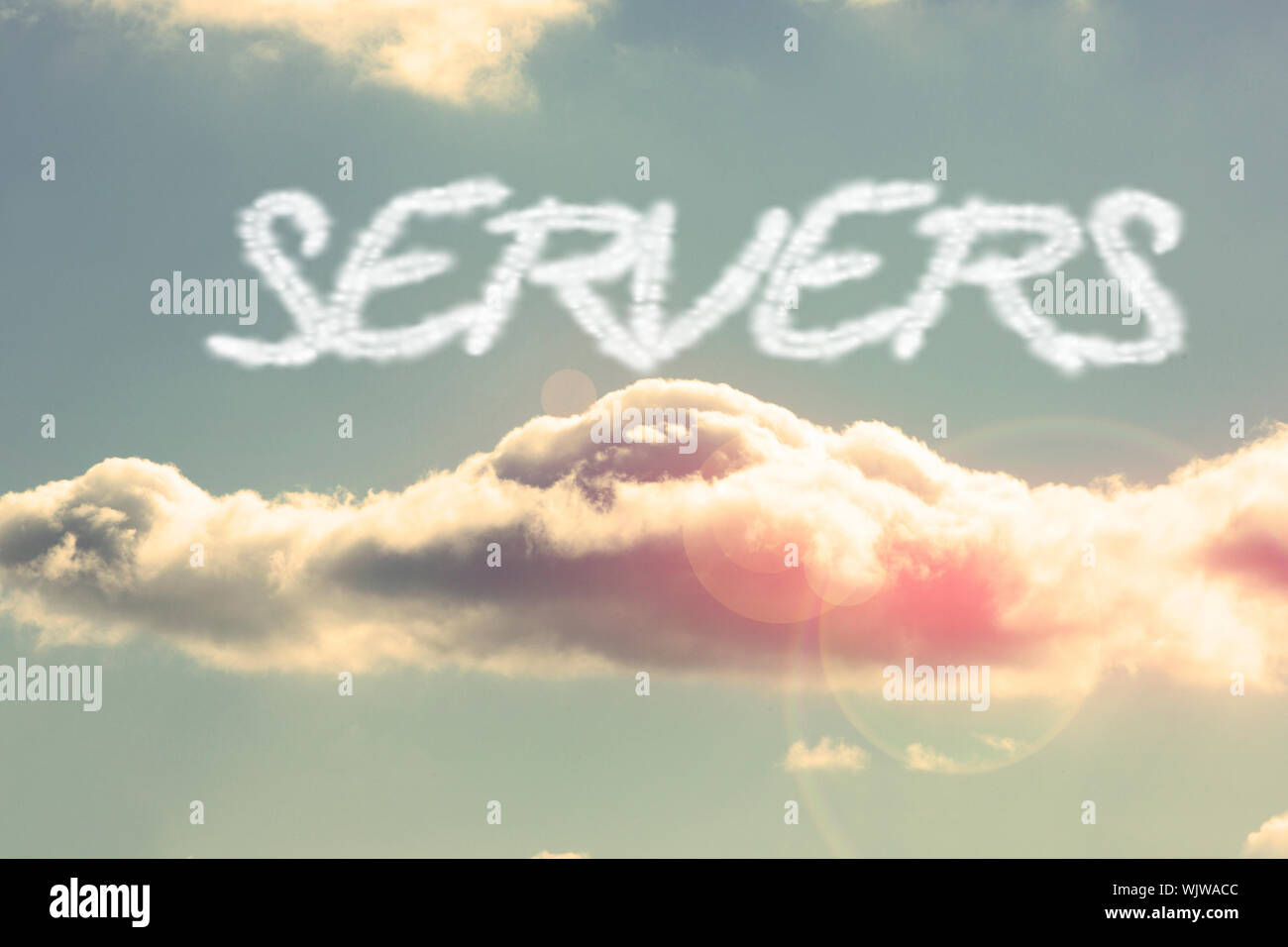 The word servers against bright blue sky with cloud Stock Photo - Alamy