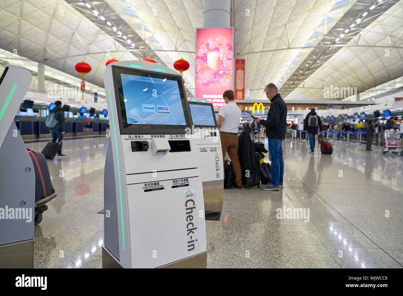 HONG KONG, CHINA - CIRCA JANUARY, 2019: self check-in kiosks in Hong ...