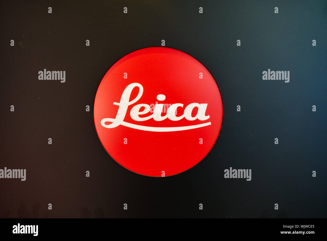 HONG KONG, CHINA - CIRCA JANUARY, 2019: close up shot of Leica sign at ...