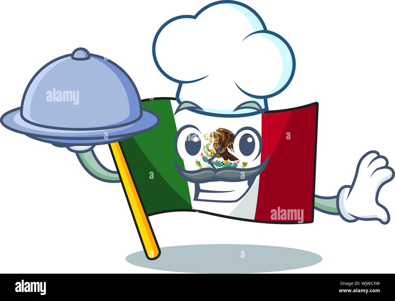 Chef with food flag mexico isolated with the character Stock Vector ...