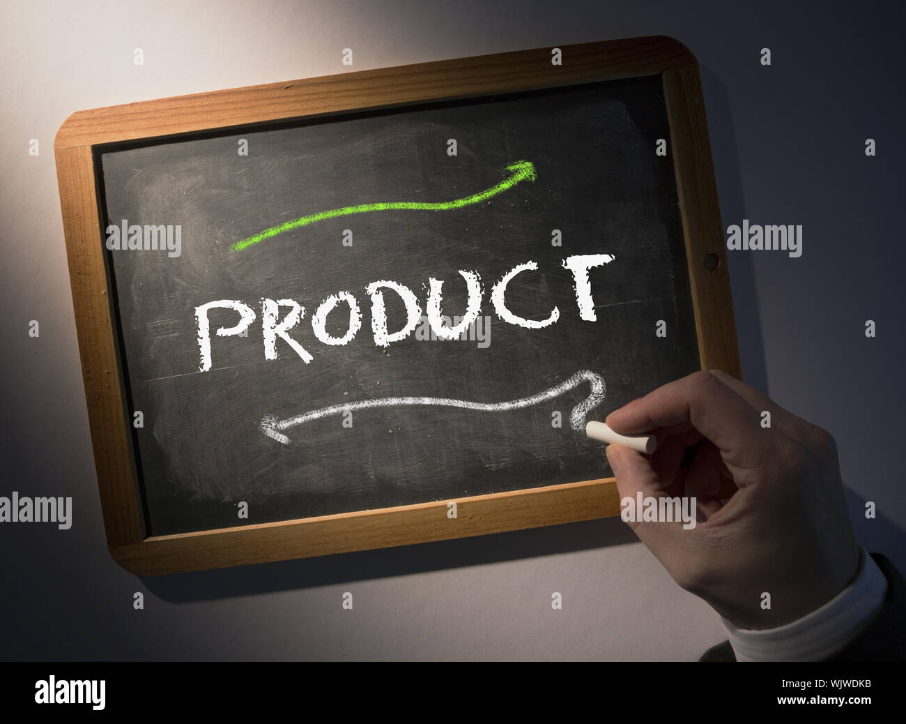 Hand writing the word product on black chalkboard Stock Photo - Alamy