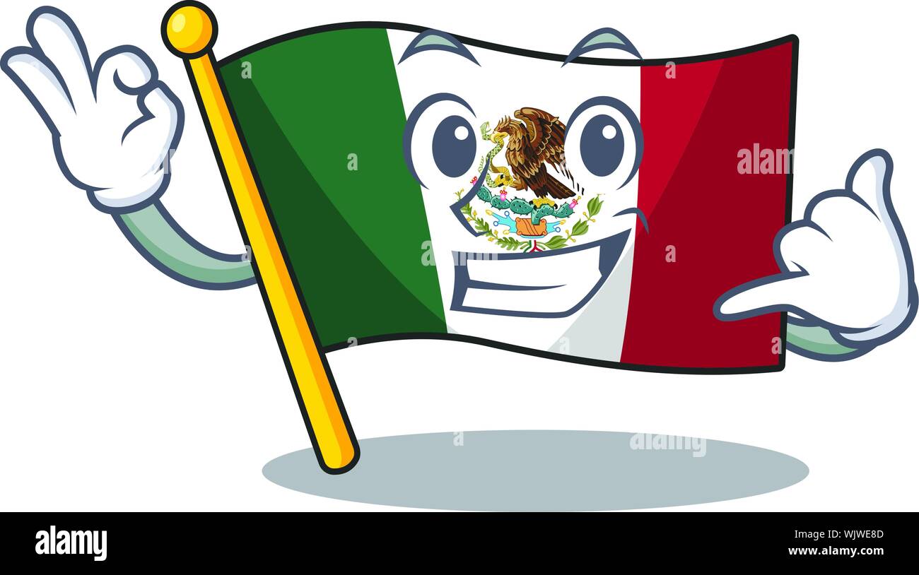 Call me mexico flag fluttering on cartoon pole Stock Vector Image & Art ...