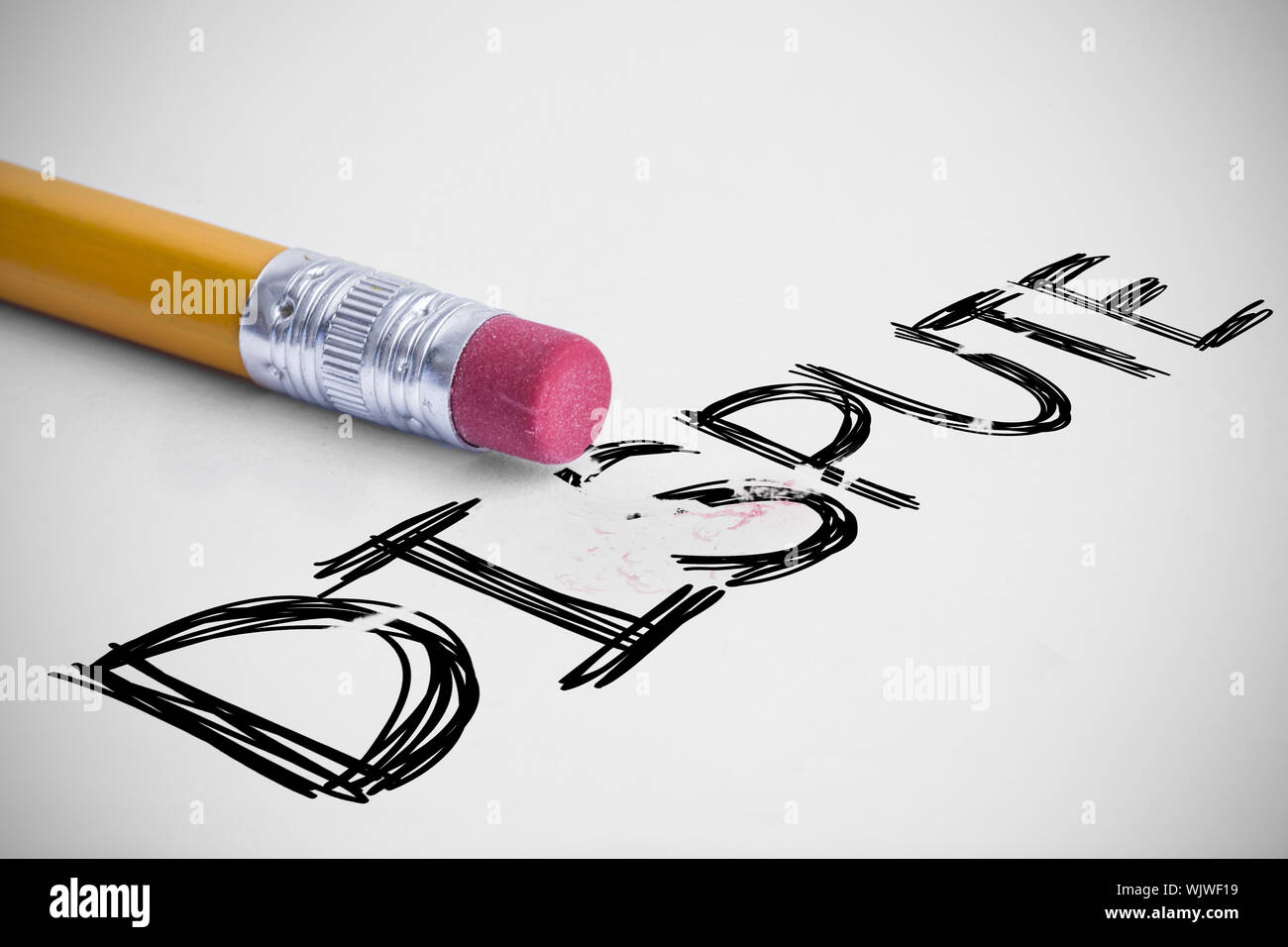 The word dispute against pencil with an eraser Stock Photo - Alamy