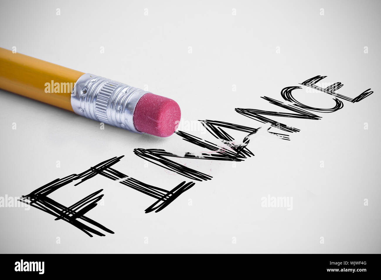 The word finance against pencil with an eraser Stock Photo - Alamy