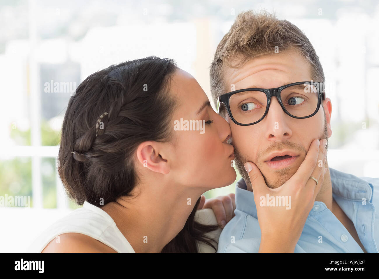 Kissing Cheek Office High Resolution Stock Photography and Images - Alamy