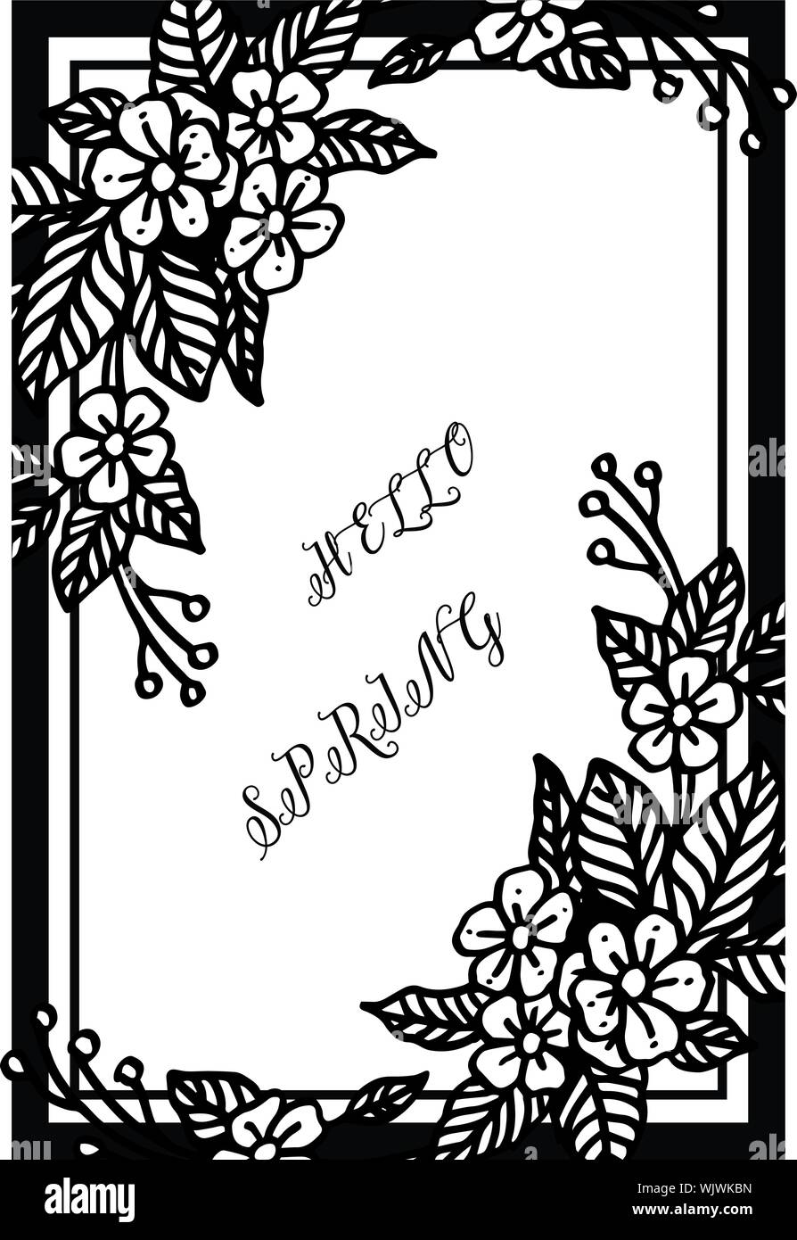 Invitation card of hello spring, border frame with leaf floral, elegant ...