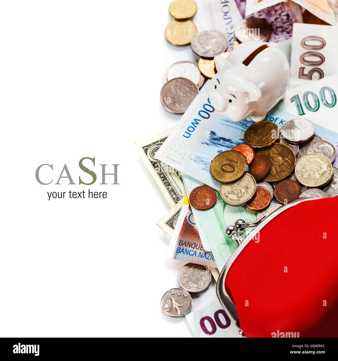 Foreign coins and banknotes. Money background Stock Photo - Alamy